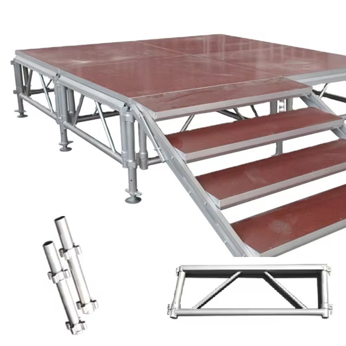 Adjustable Portable Stage Platform Modular System Square Red Finish ...