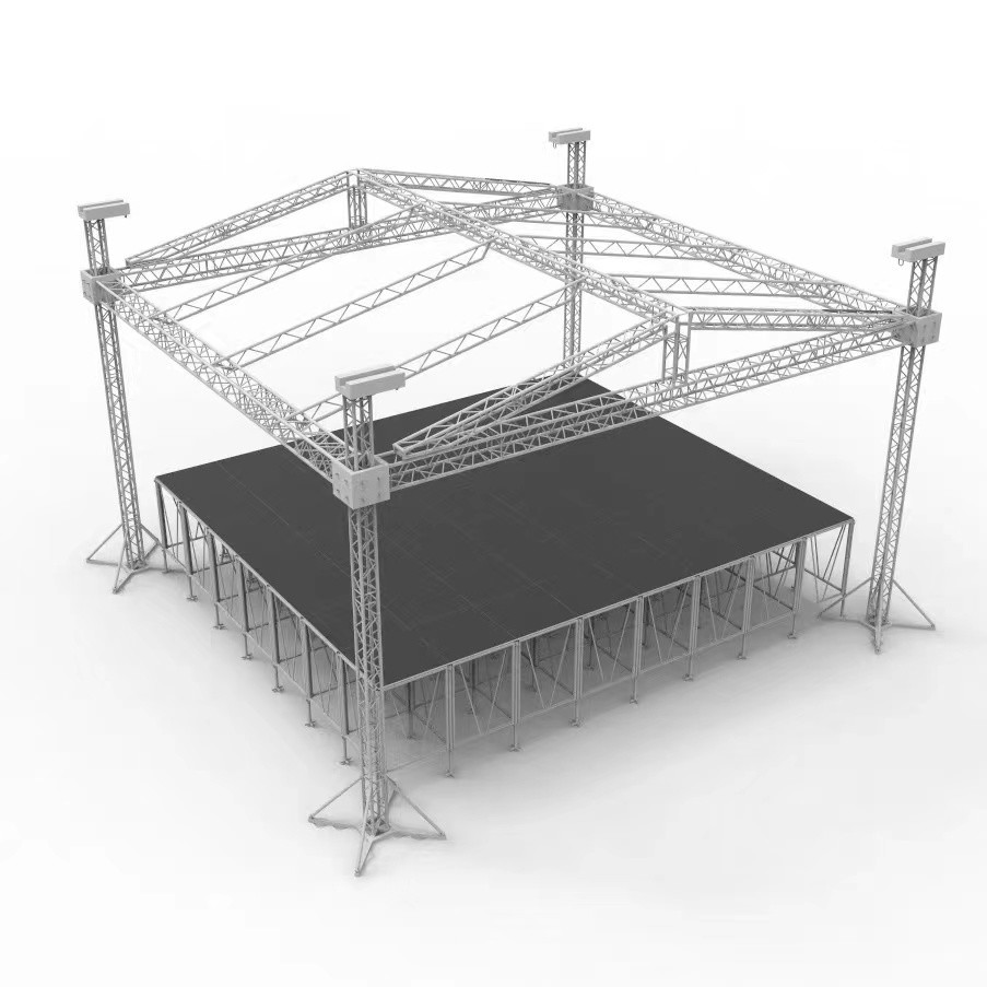 Silver Aluminum Roof Truss System , Square Portable Stage Truss